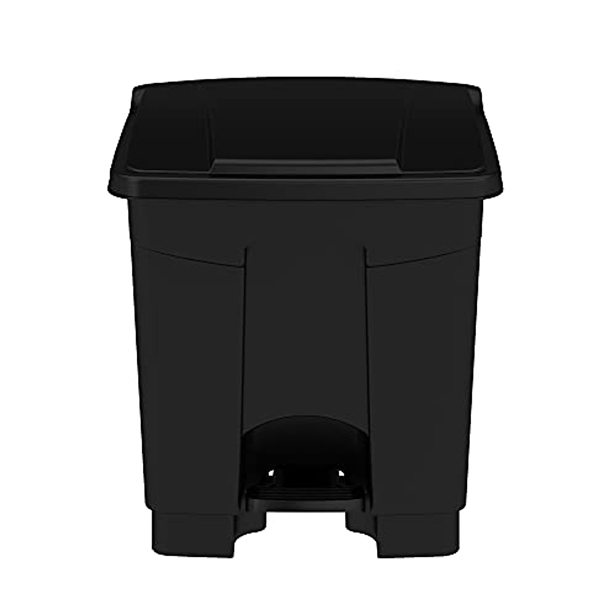 Safco Products Plastic Step-On Trash Can for Hands-Free Disposal, Great for Home/Commercial Use, 8 Gallon, Black (9924BL)