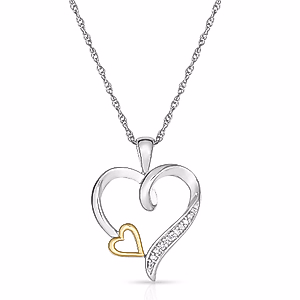 NATALIA DRAKE Dainty Open Diamond Heart Necklace for Women in 10K Yellow Gold and Rhodium Plated 925 Sterling Silver