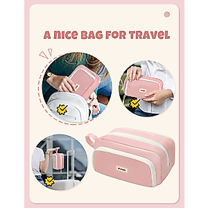 SUNEE Cute Pencil Case, Aesthetic Pen Pouch with 3 Compartments, Kawaii Colored Large Pencil Bag with Zipper, Stationery Storage and Organizer, Pink School Supplies for Teen and Adult Girls