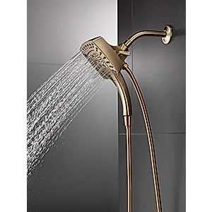 Delta Faucet 5-Setting In2ition 2-in-1 Dual Hand Held Shower Head with Hose, Gold Shower Head Handheld Combo, Magnetic Docking Handheld Shower Head, 2.5 GPM, Champagne Bronze 58474-CZ25