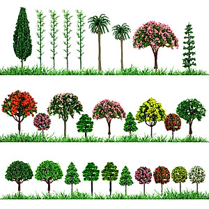 60pcs Model Trees Mixed Miniature Trees Plants Model Tree Train Scenery Artificial Fake Trees Model Railroad Scenery Diorama Supplies for DIY Crafts, Building Model, Scenery Landscape