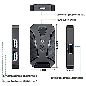 One Handed Gaming Keyboard Mouse, Wired Gaming Keyboard Mouse with Converter Adapter for Android, iOS - BT 4.0 Connection - Play PC Games on Mobile - Adjustable Stand (Mix Pro+F6