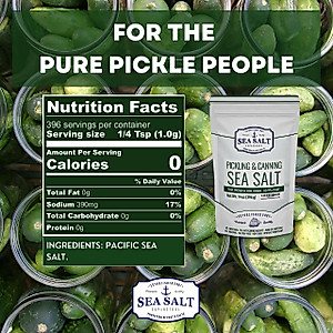 Pickling and Canning Salt, Curing Salt for Natural Preserving, Non-Iodized and Kosher Fine Brining Sea Salt, 14 oz Bag - Sea Salt Superstore