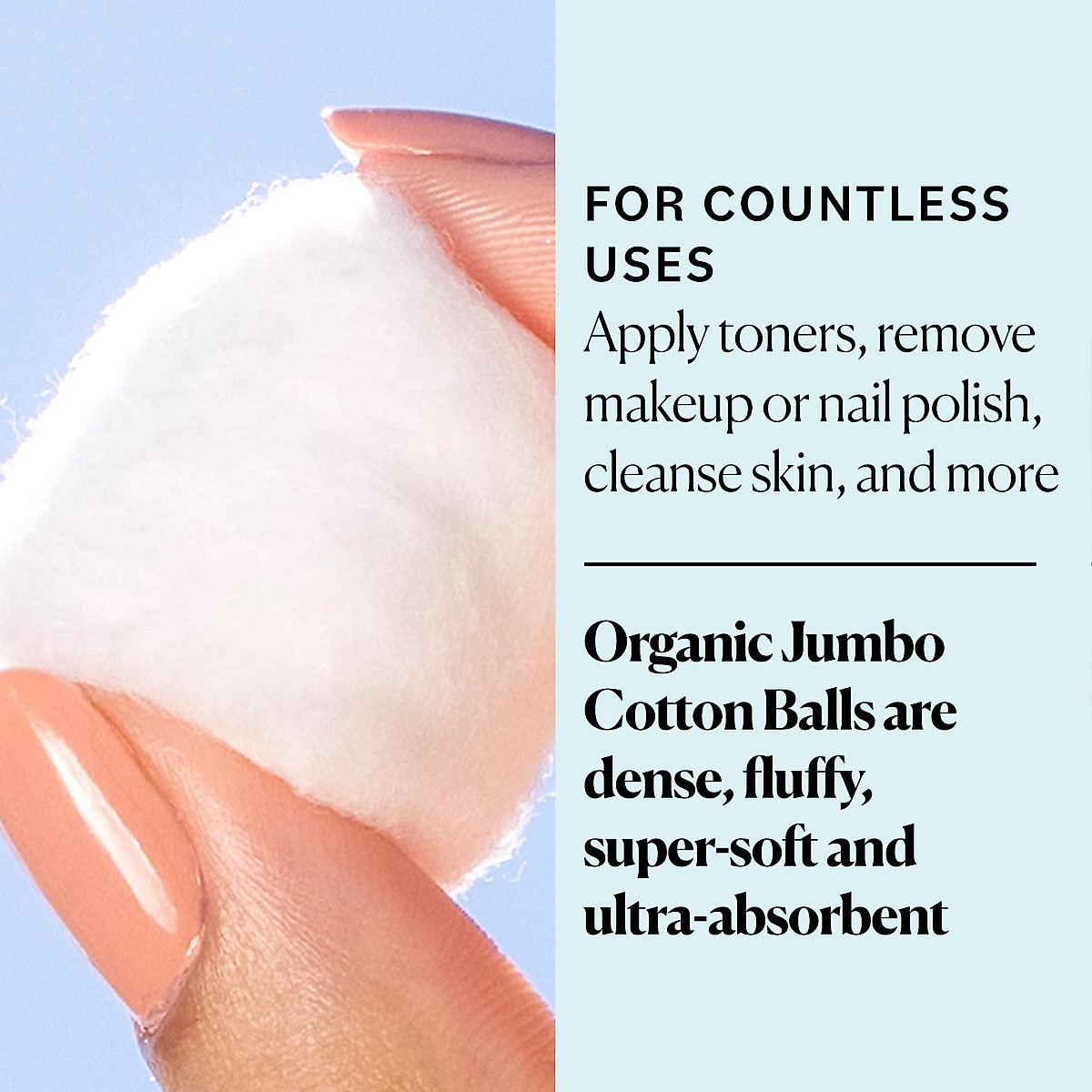 Sky Organics Organic Jumbo Cotton Balls for Sensitive Skin, 100% Pure GOTS Certified Organic for Beauty & Personal Care, 60 ct.