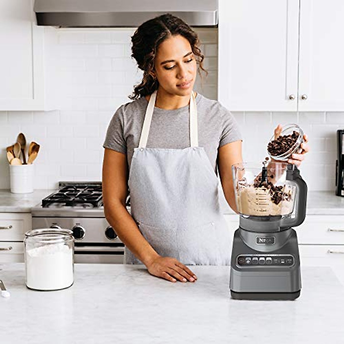 Ninja BN601 Professional Plus Food Processor, 1000 Peak Watts, 4 Functions for Chopping, Slicing, Purees & Dough with 9-Cup Processor Bowl, 3 Blades, Food Chute & Pusher, Silver