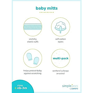 Simple Joys by Carter's Unisex Babies' Baby Mittens, Pack of 6, Cream Heather, 0-3 Months