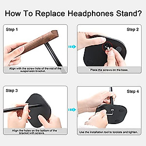 Gvoears Upgraded Headphone Stand, Walnut Wood Headphone Stand Headset Holder for Desk, Support Dual Headsets Suspension, Aluminum Alloy Support Rod Hanger, Dual Headphones Stand with Great Stablity