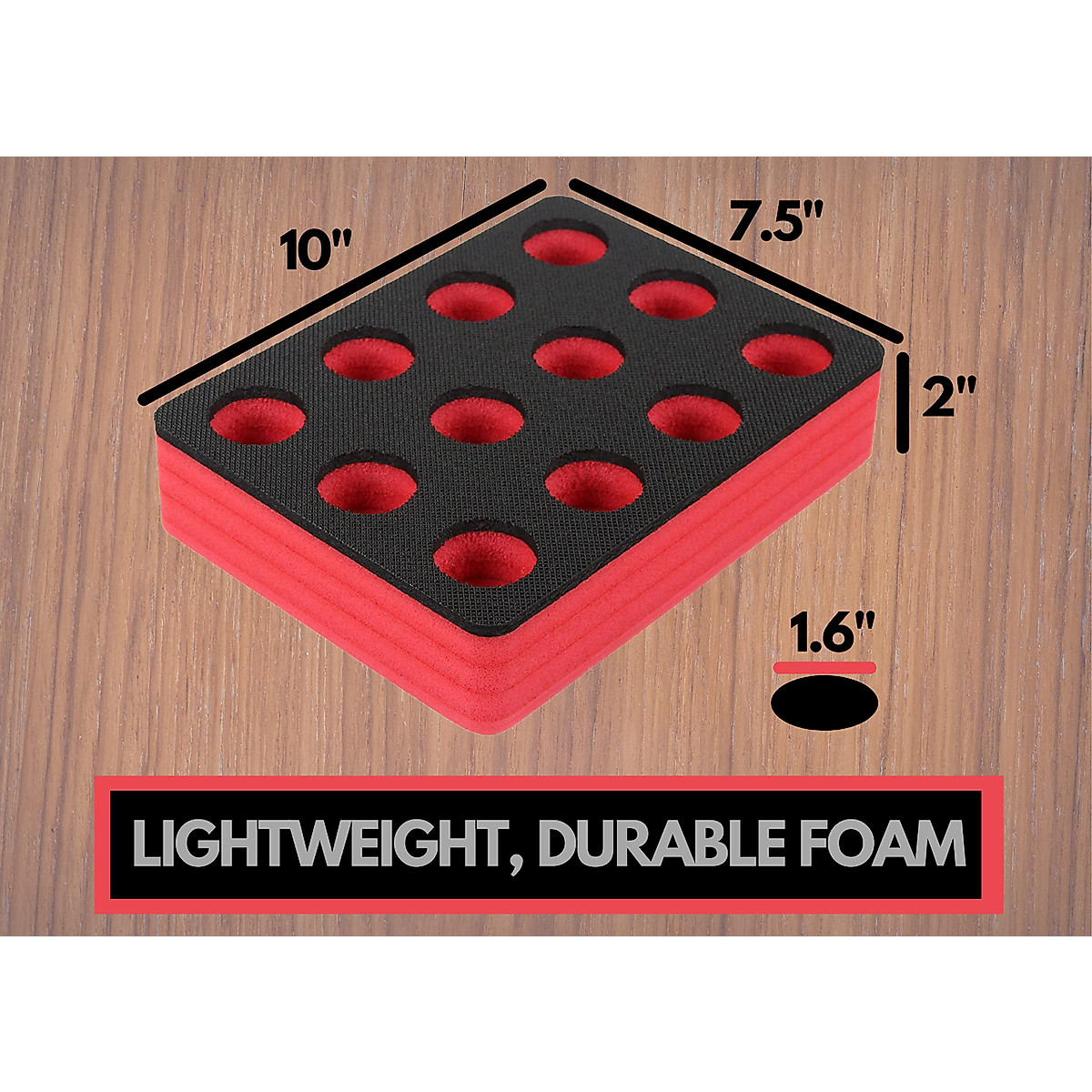 Polar Whale 2 Shot Glass Holders Organizer Modern Tray for Home Kitchen Bar or Club Party Durable Red and Black Durable Foam Serving Rack 10 Inches Wide Each Holds 12 Shots