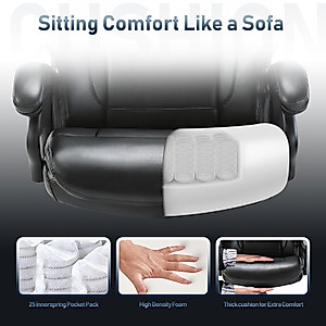 Big and Tall Office Chair 400lbs-Heavy Duty Executive Desk Chair with Extra Wide Seat, High Back Ergonomic Leather Computer Chair with Tilt Rock&Tension, Padded Armrests-Diamond Black