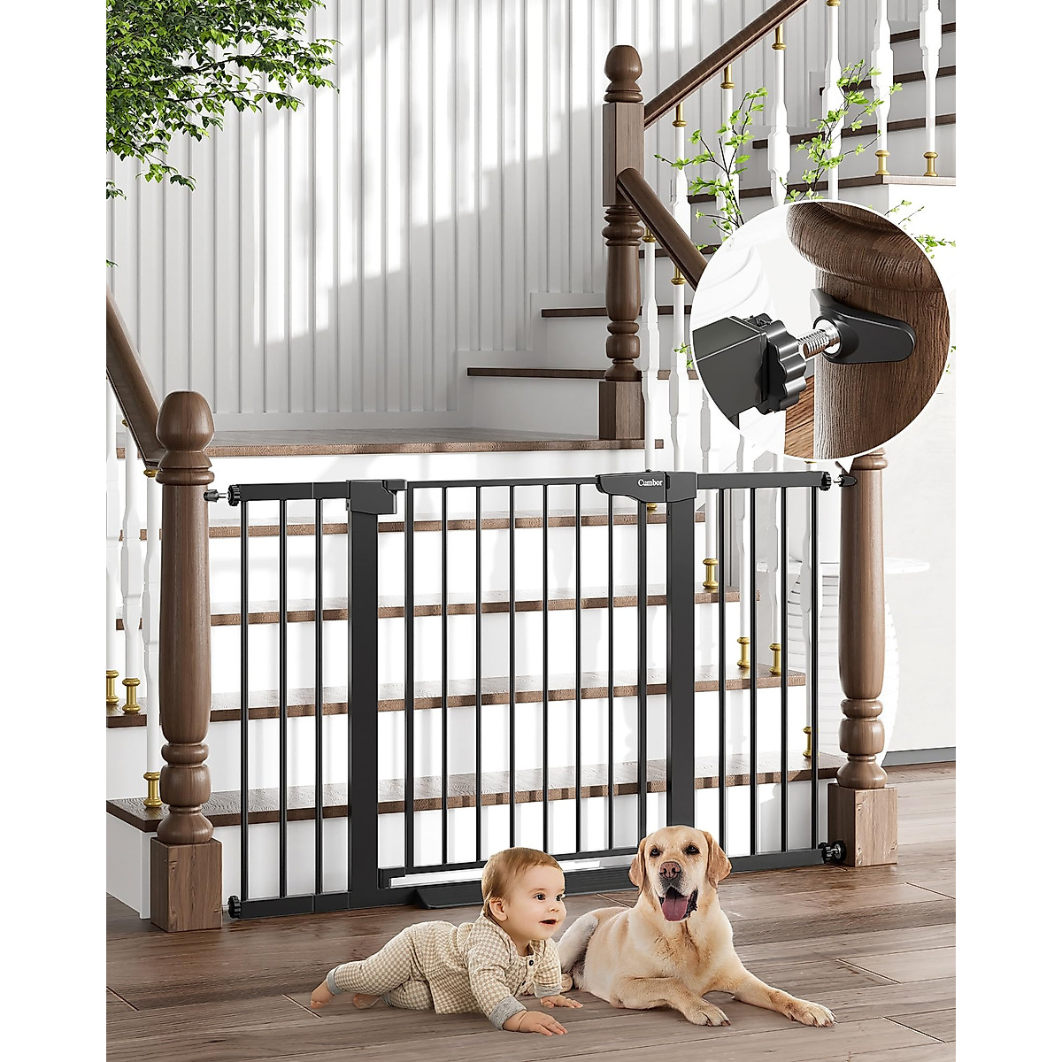 Cumbor 36" Extra Tall, 29.7"- 46" Width Baby Gate for Dogs and Kids & Cumbor 30.5" Tall 29.5"-51.6" Width Dog Baby Gate for House, Stairs, Doorways