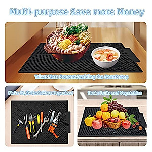 Fimary Silicone Dish Drying Mat with Drain Lip, 17" x 13'' Rubber Dish Drying Mat with Wedge Slope Water Collection, Drying Mat for Kitchen Counter, Easy to Clean Draining Mat Dishwasher Safe (Black)