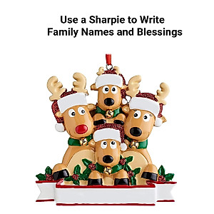 2023 Christmas Personalized Ornament Deer Families of 2, 3, 4, 5, 6 Personalized Xmas Ornament 2023 - Tree Hanging Ornaments Cute Winter Gift New Year Durable Xmas Home Decor