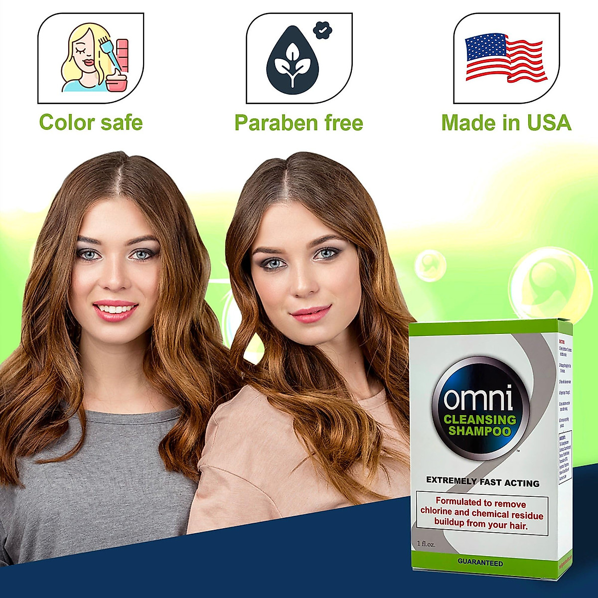 Omni Detoxifying Hair Cleansing Shampoo- Fast Acting Anti Residue Shampoo - Scalp Clarifying Formula for Dry Hair - Anti Chlorine Post Swim Shampoo, 1 Oz