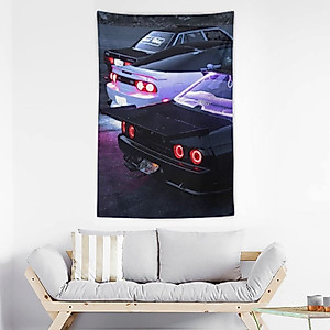 QLAZO Jdm Car R35 Fast Sports Street Tapestry Wall Tapestry Wall Hanging Decor Wall Art for Bedroom Living Room Dorm Picnic 40"x60"