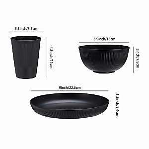 18pcs Wheat Straw Dinnerware Set Kitchen Plates and Bowls Sets HXYPN Unbreakable Dinner Plates Cereal Bowls Drinking Cups Reusable Dinnerware Sets Microwave Dishwasher Safe