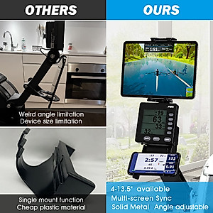 JISHAHS Phone & Tablet Holder for Concept 2 Rowing Machine PM5 Monitor, All-in-One Tablet Mount for C2 Rower Suitable for Tablets & Phones & iPad for Any Screen Size, Compatible with PM5 ONLY