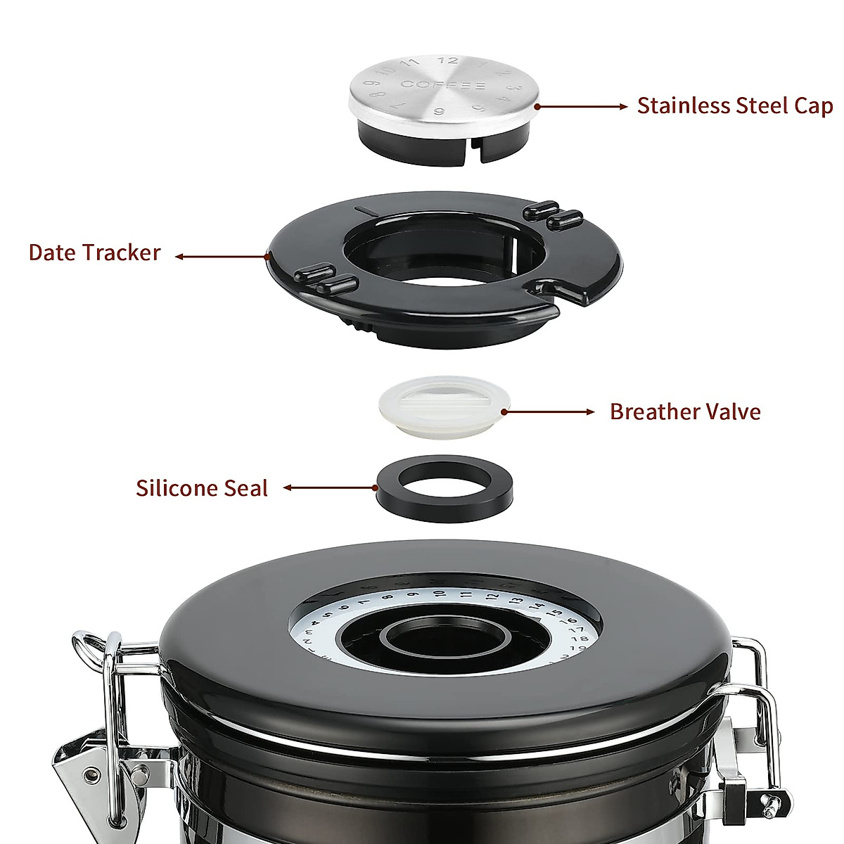 Malmo Gradient Coffee Canister,Airtight Coffee Container with Date Tracker Lid,12oz Stainless Steel Canister for Kitchen Food Storage,Dark Copper