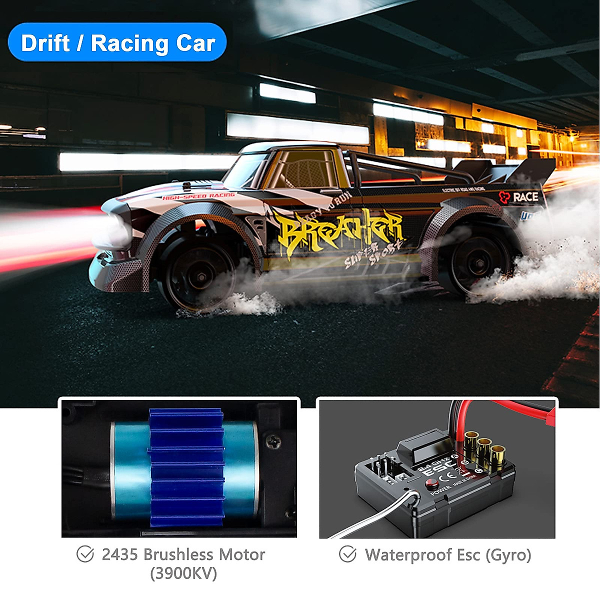 Cheerwing 1:16 Remote Control Car 2.4G 4WD RC Drift Car 40KM/H High Speed Brushless Fast Truck for Kids and Adults