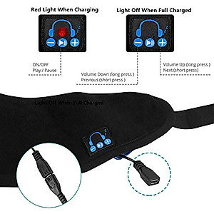 Wireless Sleep Eye Mask with Bluetooth Headphones Sleeping Headphones Soft Cotton Music Headsets Sleep Eye Shades Built-in Speakers Microphone Handsfree Adjustable Strap Washable for Women Men Gift