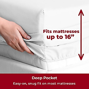 Mellanni Full Sheet Set - 6-Piece Iconic Collection Bedding, (Including 4 Pillowcases), 16-Inch Deep Pocket, Easy Care, Extra Soft, Cooling Sheets, Brushed Microfiber - White