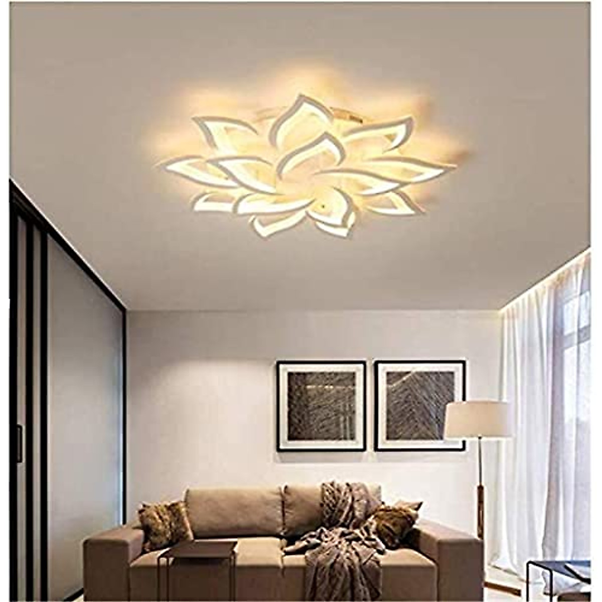 Modern Design LED Ceiling Light Living Room Fixture 3000K-6500K Dimmable with Remote 8600lm 128W Flush Bedroom Ceiling Lamp Lights 14 Light Acrylic Ceilin Lamp Fixture (White)