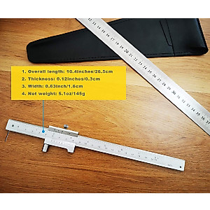 ZLKSKER Parallel Crossed Caliper 0-20cm (0-8 inch) with 2 Carbide Scriber/Needle, Stainless Steel Vernier Calipers, Marking Gauge, Marking Tool