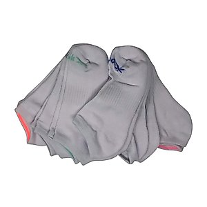 Reebok Ladies Low Cut Perfomance Training Socks (sock size 9-11/shoe size 4-10, White Multi)