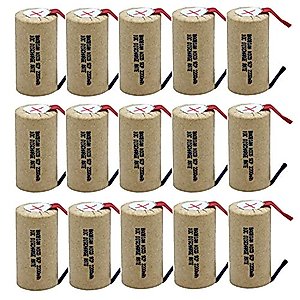 BAOBIAN SubC Sub C 2200mAh 1.2V Ni-CD 10C Discharge Rate Rechargeable Battery Cell with Tabs for Power Tools (15Pcs)