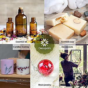 Dried Flowers and Herbs for Soap Making - 18 Varieties Rose Buds Jasmine Lavender Dry Flower Petals - Lip Gloss Witchcraft Supplies Resin Jewelry Essential Oils for Candle Crafts Nail Art Bath Bombs