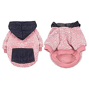 Dog Shirt Large Size Dog Female Pet Autumn and Winter Pocket Sweatshirt Color Hooded Two-Legged Fleece Warm Clothing Dog Sweater Medium Sized Dog Girl