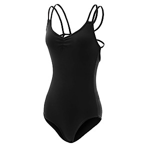 Daydance Black Women Dance Leotards Adult Double Straps Ballet Clothes