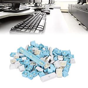 104 Keys PBT Keycap, Double Shot Translucent Keycaps, Not Easy to Fade, Wear Resistant and Oil Resistant, for 61/64/ 87/104 Mechanical Gaming Keyboard(Blue)
