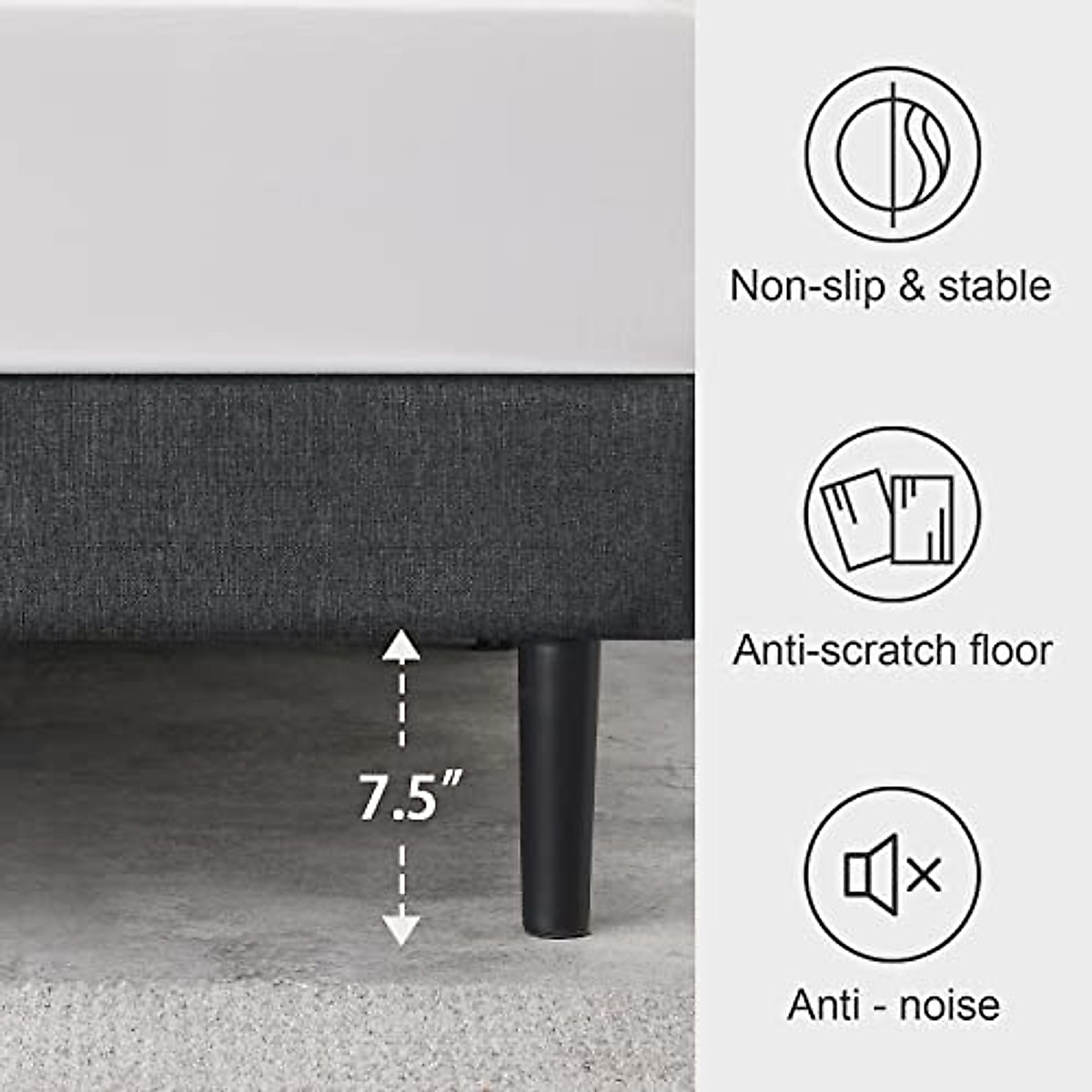 Molblly Twin Bed Frame Upholstered Platform with Headboard and Strong Wooden Slats, Non-Slip and Noise-Free,No Box Spring Needed, Easy Assembly,Dark Gray