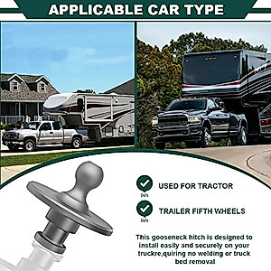 Gooseneck Ball Adapter - Fifth Wheel Kingpin to 2-5/16 Inch Gooseneck Ball Towing Receiver Adapter - Silver