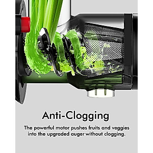 Slow Masticating Juicer Machines, SiFENE Cold Press Juicer for Fruit & Vegetable, 90% Juice Yield Maker Extractor with Soft/Hard Modes, Quiet Motor & Anti-Clog System, Easy to Clean