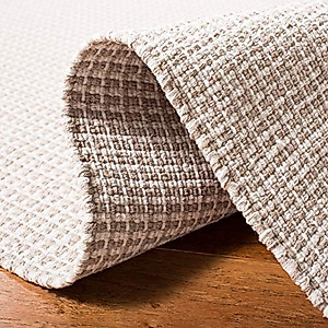 SAFAVIEH Montauk Collection Area Rug - 6' x 9', Ivory & Grey, Handmade Flat Weave Boho Farmhouse Cotton Tassel Fringe, Ideal for High Traffic Areas in Living Room, Bedroom (MTK340A)