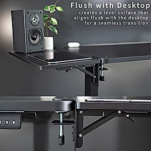 VIVO Clamp-on 24 x 12 inch (14 Including Clamps) Desk Extender, Foldable Keyboard Tray, Table Mount for Sit Stand Desks, Black, DESK-EXT24