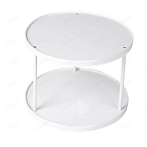 Rotation Rotating Kitchen Two Layer Multifunctional Combination Shelf Cosmetics Storage Rack Large Glass Storage Containers (White, One Size)