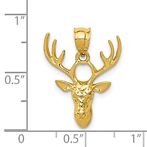Jewelry Stores Network 14k Yellow Gold Polished Deer Head And Antlers Pendant 20 mm x 18 mm
