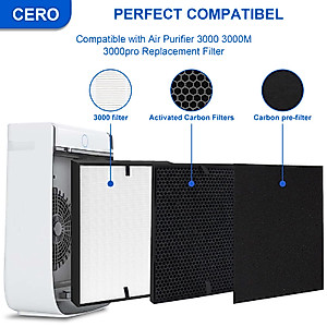 CERO 3000 Replacement Filter for 3000 3000M 3000Pro 2 Filters, 2 Activated Carbon, 6 Extra Carbon Pre-Filters