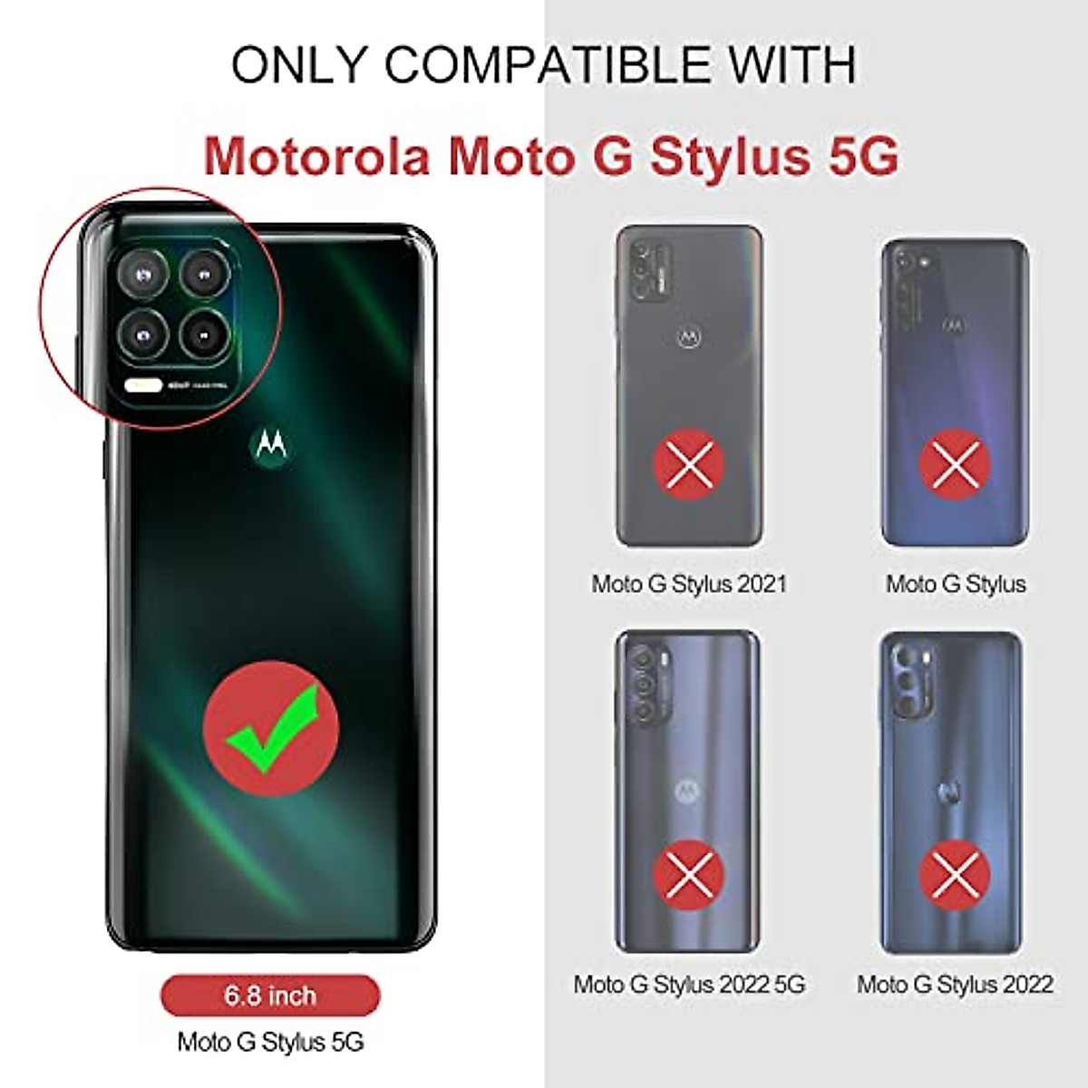 Defencase Moto G Stylus 5G Case (2021), Moto G Stylus 5G Case Wallet for Women Men, Durable PU Leather Magnetic Flip Strap Zipper Card Holder Phone Case for Motorola Moto G Stylus 5G, Blue-Green