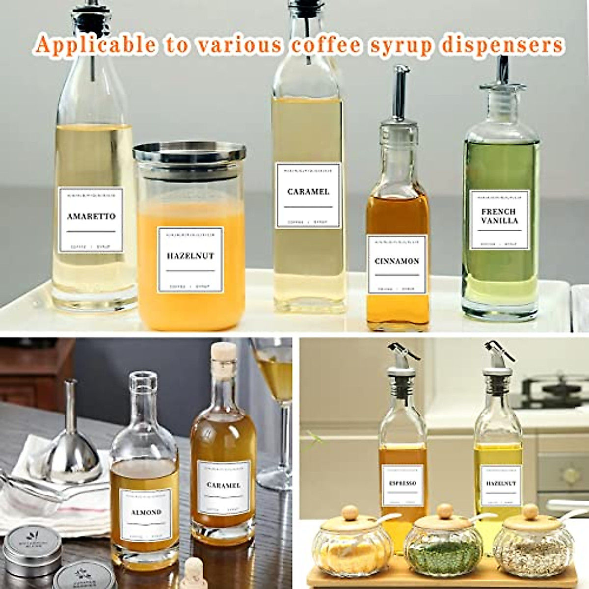 20PCS Waterproof Coffee Syrup Labels for Coffee Bar, Coffee Station Syrup Dispenser Labels, Minimalist Labels for Coffee Syrup Bottles