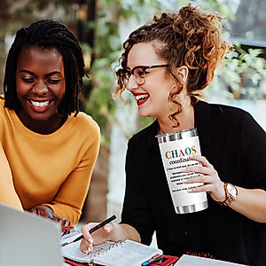 YXOTJHS Chaos Coordinator Tumbler, Chaos Coordinator Gifts for Women Boss Lady Coworker Manager Teacher Assistant Mom-Thank You Gifts, Birthday Gifts for Women-20 Oz Stainless Steel Tumbler