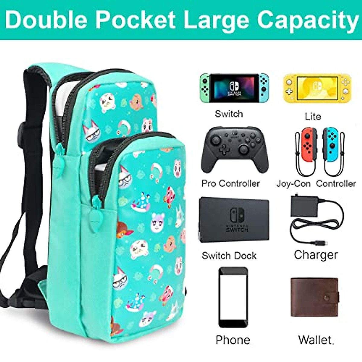 Tangaroa Switch Bag for Switch/Switch OLED - Switch Accessories Travel Crossbody Bag - Portable Backpack (ACNH)