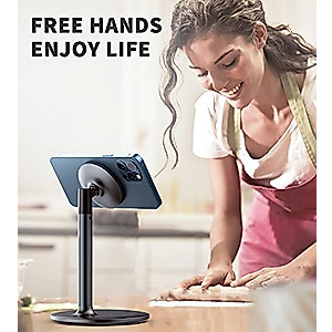 Magnetic Desk Phone Stand for iPhone 14/13/12 - Phone Holder Dock with 360°Rotation, Height&Tilt Adjustable for Office/Home Compatible with iPhone 14 Plus 13 12/13 12 Mini/13 12 Pro Max,Mag-Safe Case