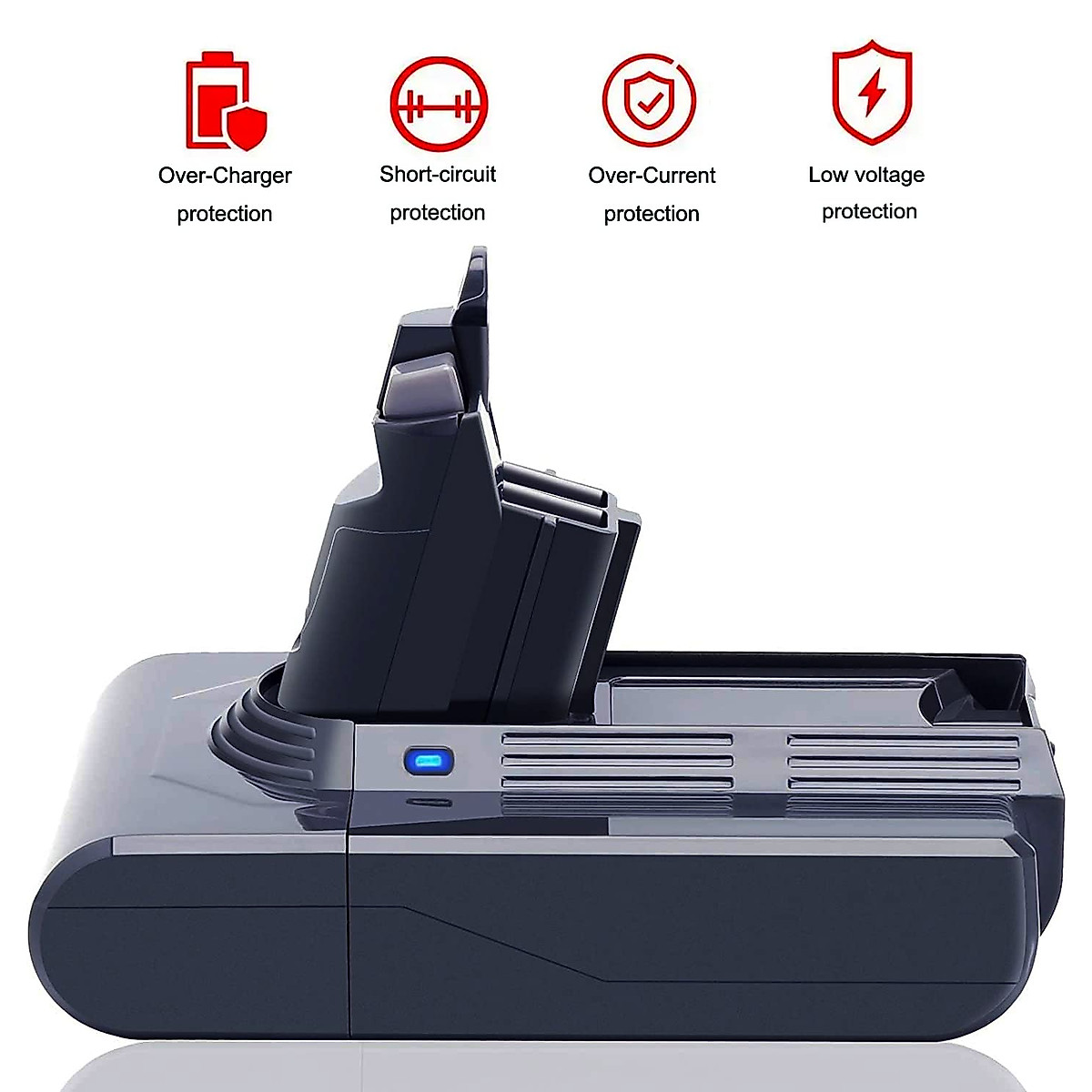 DEWQKI 21.6V 4.0Ah V6 Battery Replacement for V6 Battery Compatible for V6 DC58 DC59 DC61 DC62 DC72 DC74 Absolute Animal Motorhead Slim SV03 SV04 SV05 SV06 SV07 SV09 (V6)