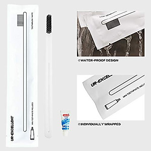 Ur-Excellent Individually Wrapped Hotel Toiletries Amenities Travel Disposable Toothbrush with Toothpaste Bulk,40 Count (White（40packs）)