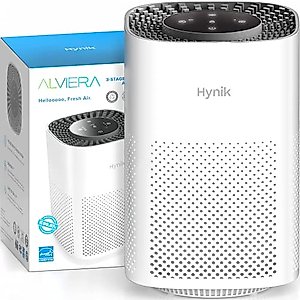 Hynik Alviera Air Purifiers for Bedroom, H13 True HEPA Filter for Smoke Pollen Dander Hair Smell, 24db Filtration System Office Living Room Kitchen, Gfit for Home (Modern White)