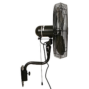 Durafan 24" Indoor/Outdoor Large Oscillating Wall Mount Fan - Black - 32" x 26" Mounting Space Needed