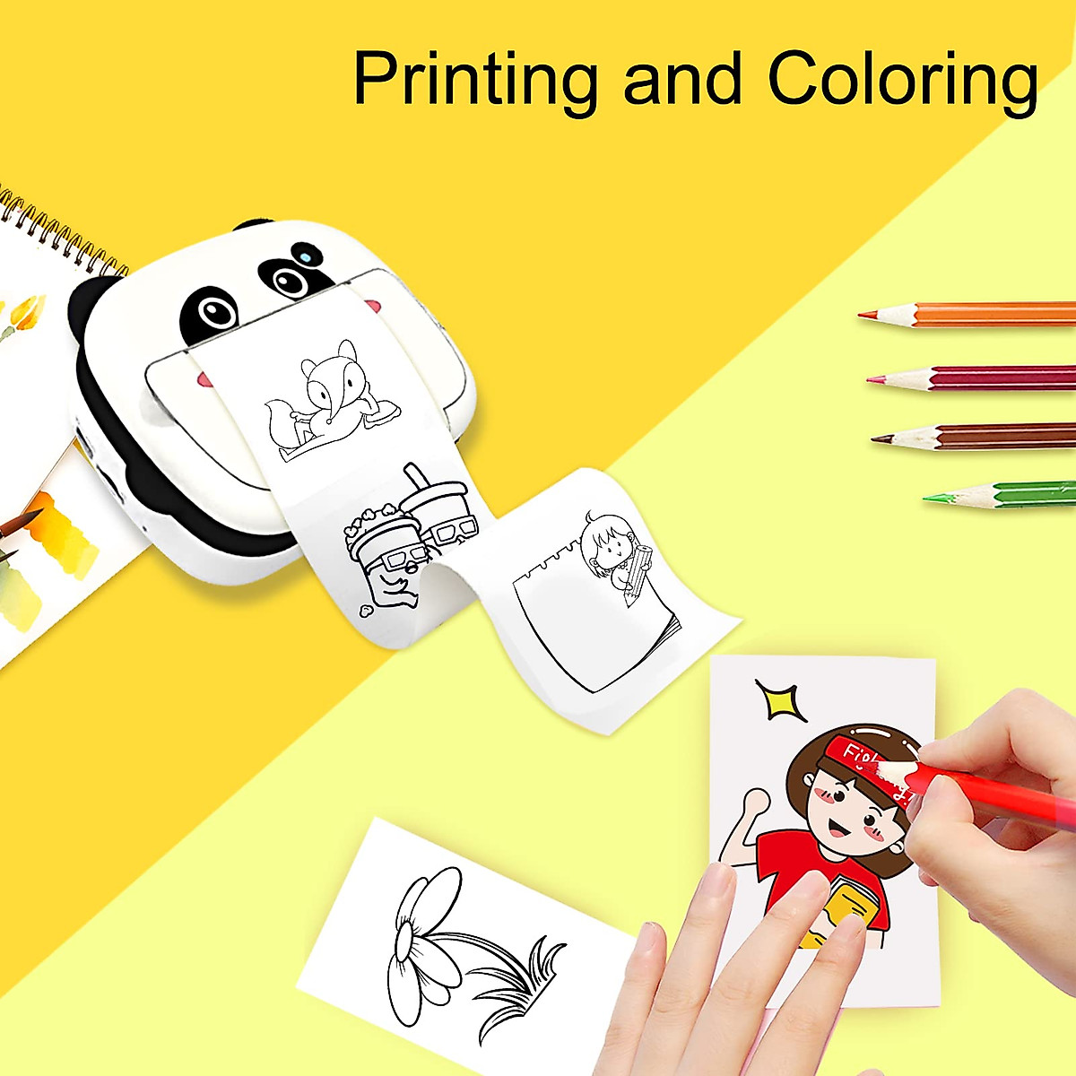 ADBEN Portable Children Instant Thermal Print Camera 2.4 Inch Screen 1080P Digital Camera Photo Selfie 1080P FHD Video Thermal Inkless Printing 3 Rolls White Print Paper Learning Toy Birthday Gift for